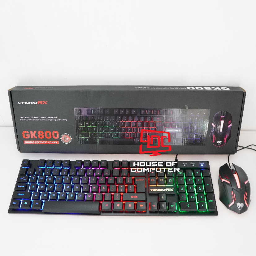 Jual KEYBOARD + MOUSE GAMING VENOM RX COMBO USB GK800 RGB 1000DPI COMBO ...