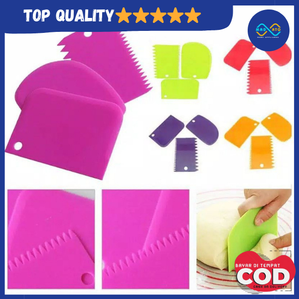 Jual Scraper Kue Plastik 3 in 1 Pemotong Adonan Kue Dan Mochi Pisau ...
