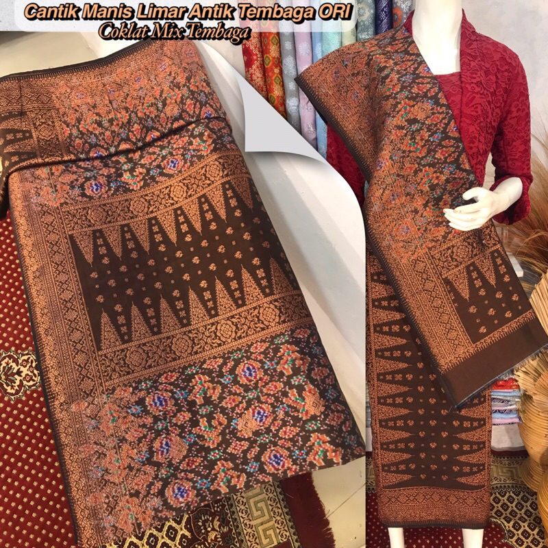 Jual Songket Cantik Manis Limar Antik Tembaga ORI Coklat Mix Tembaga ...