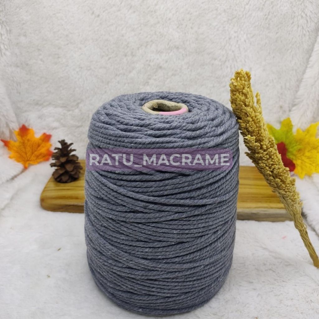 Jual Tali Katun Macrame ABU 3MM 4MM 1KG 3PLY | Shopee Indonesia