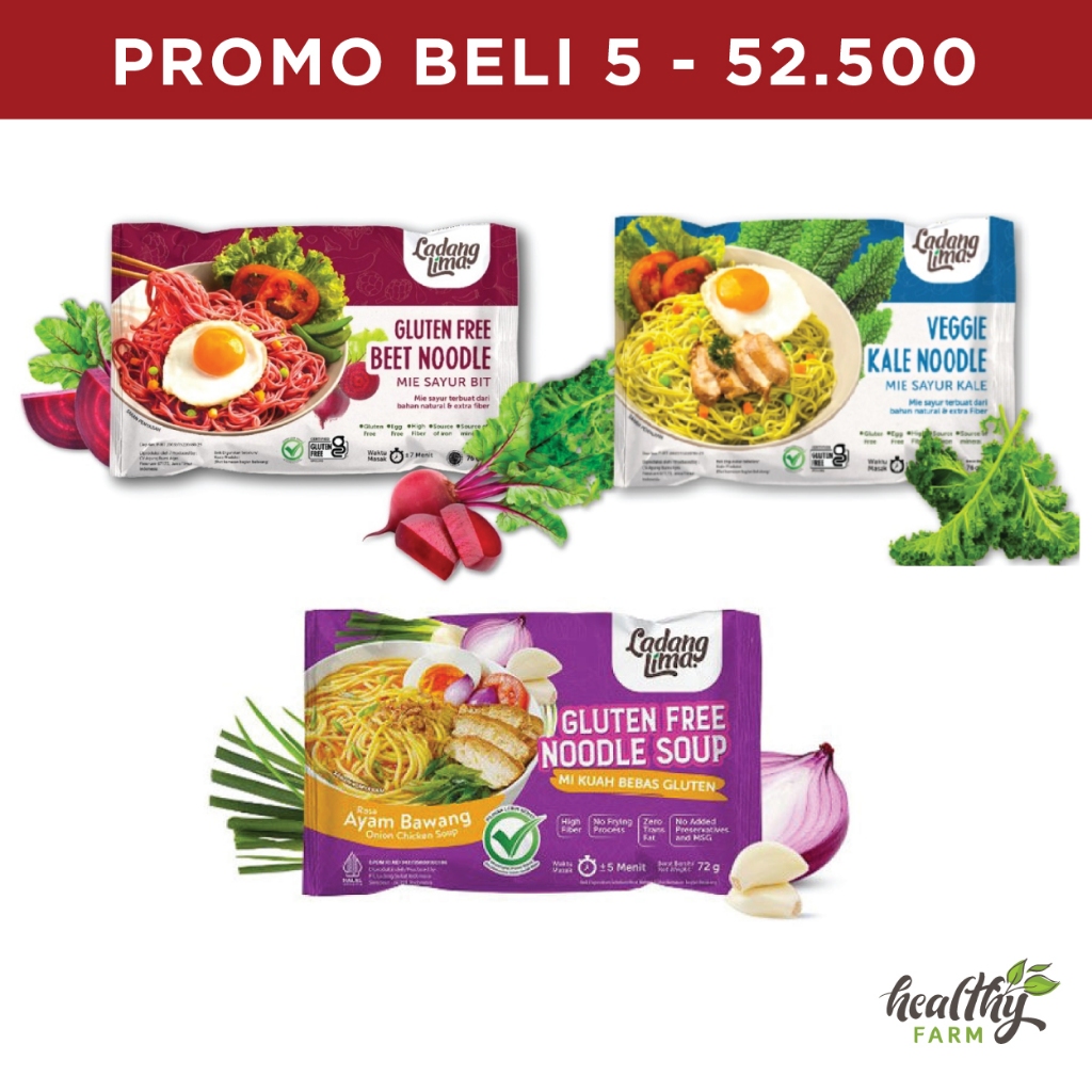 Jual GLUTEN FREE Veggie Noodle Ladang Lima Mie Mocaf Sehat 76g | Shopee Indonesia