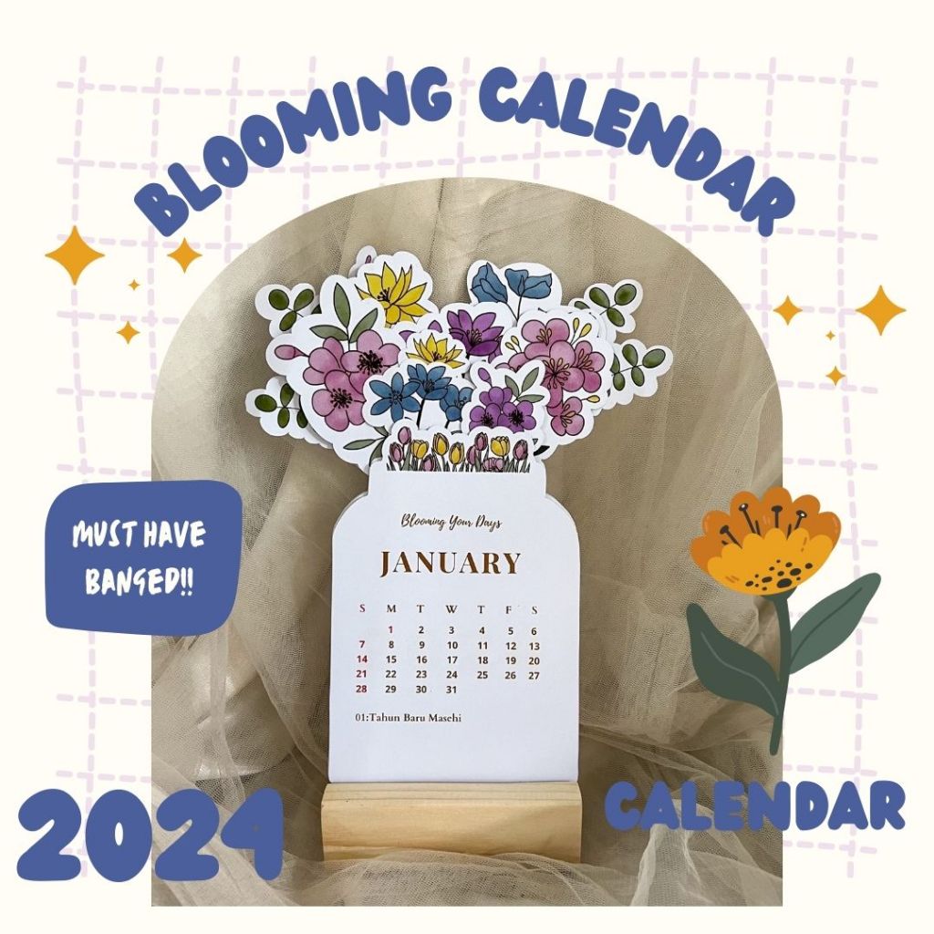Jual 2024 calendar blooming flowers kalender bunga 2024 aesthetic ...
