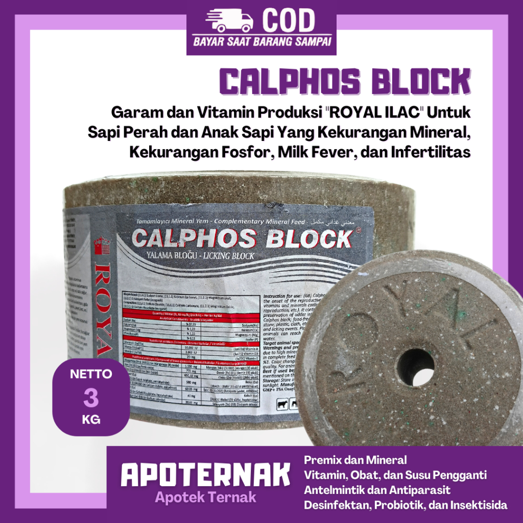 Jual Mineral Blok 3 kg - Calphos Block Royal 3 kg | Mineral Blok Untuk ...