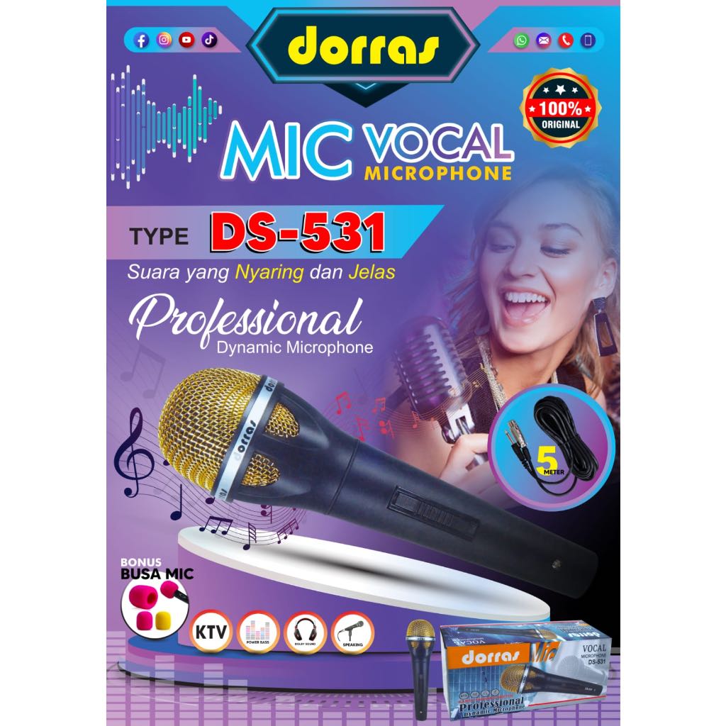 Jual Mic Vocal Microphone Dorras DS-531 Dynamic Microphone | Shopee Indonesia