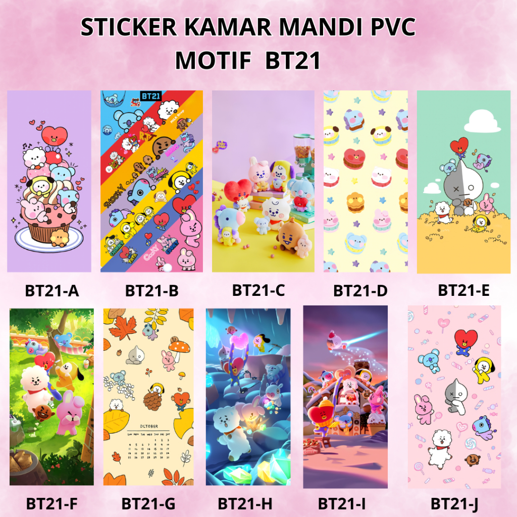 Jual STIKER KAMAR MANDI PVC MOTIF BT21 | Shopee Indonesia