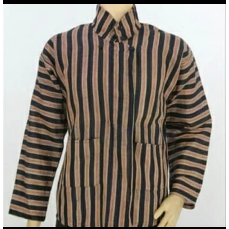 Jual SURJAN LURIK JUMBO COKLAT HITAM, PAKAIAN TENUN PRIA/LAKI MODERN KLASIK KHAS TRADISIONAL ...
