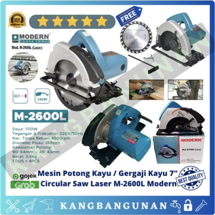Jual Mesin Potong Kayu / Gergaji Kayu 7" Circular Saw Laser M-2600L ...