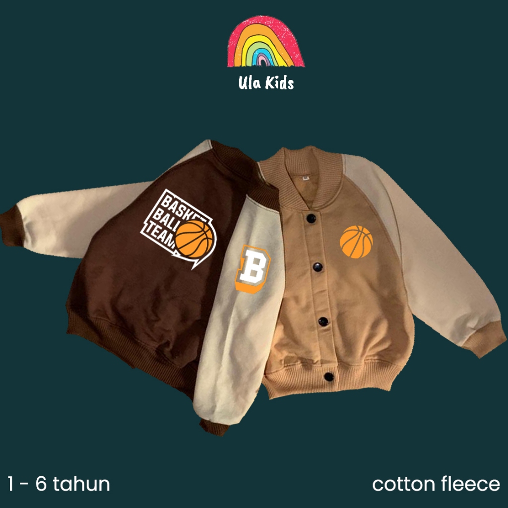 Jual Varsity Jacket Baseball Anak Ula Kids 1 - 6 Tahun Basket Ball Team ...