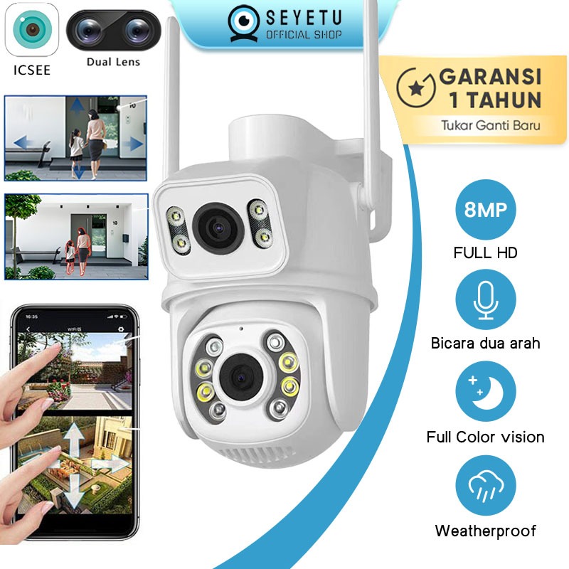 Jual SEYETU Smart 8MP IP Dual Lens Camera CCTV WiFi Outdoor 360° PTZ ...