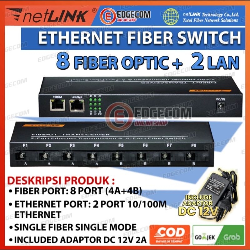 Jual Media Konverter 4 / 6 / 8 FO 2 LAN 10/100 Ethernet Fiber Optic Switch FO Converter Netlink ...