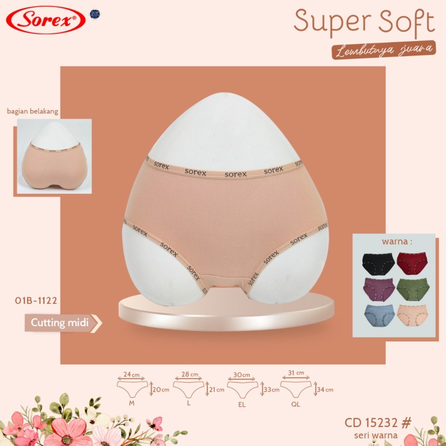 Jual PAKET HEMAT 3 dan 6 Pcs cd celana dalam wanita basic sorex 15232 supersoft MIDI | Shopee ...