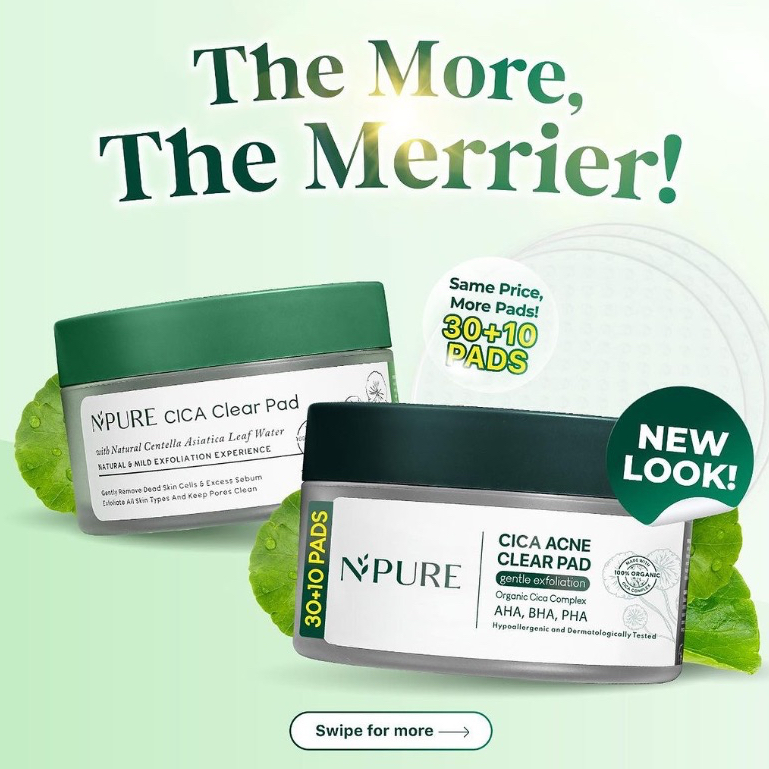 Jual NPURE Cica Clear Pad isi 40 pads - N'PURE Exfoliating Pad - Kapas ...