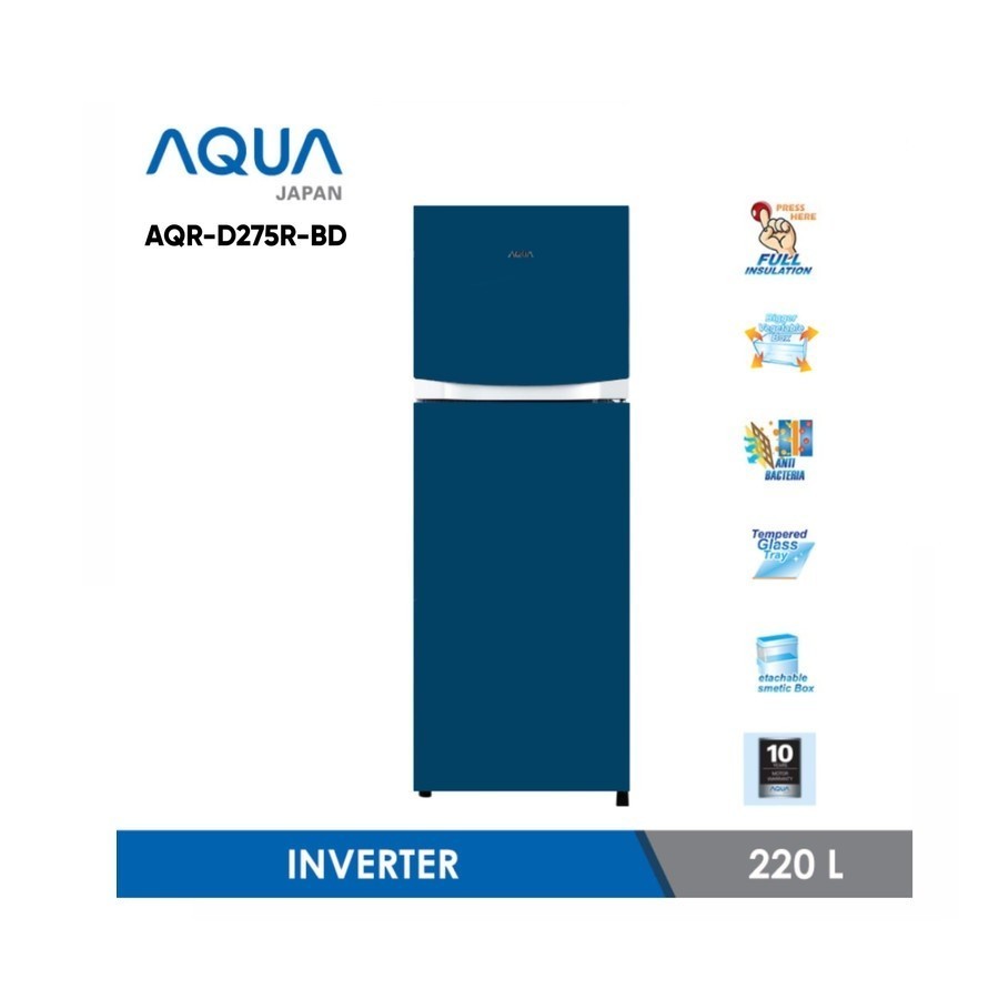 Jual KULKAS AQUA AQR-D275(BD) LEMARI ES 2 PINTU 220 LITER BIRU AQR D 275 BD | Shopee Indonesia