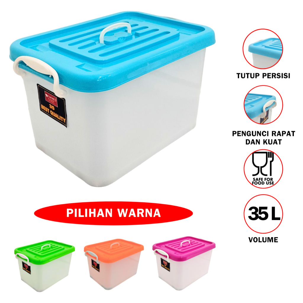 Jual Mulya Jaya Container Box Plastik 35 Liter Dengan 4 Roda Kotak ...