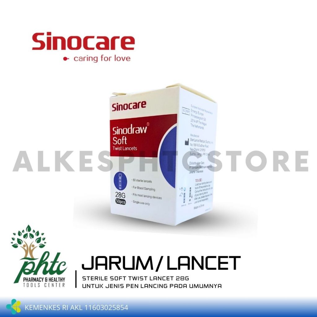 Jual Jarum Lancet 28G Sinodraw Soft Twist Lancet Isi 50 pcs / Blood ...