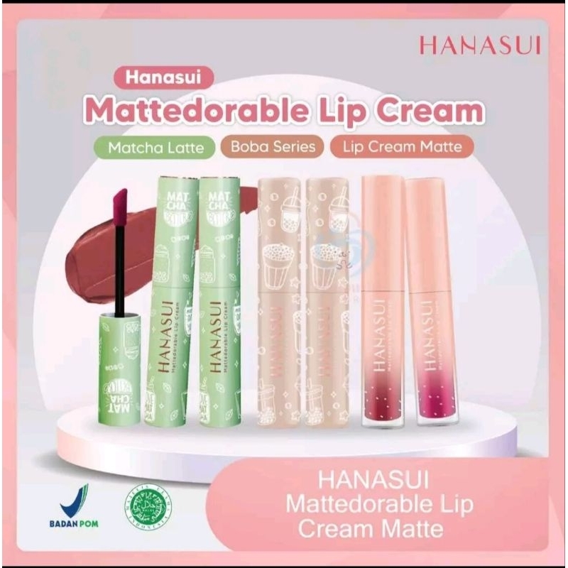 Jual HANASUI Mattedorable Lipcream | Boba Edition Matte Lipcream ...