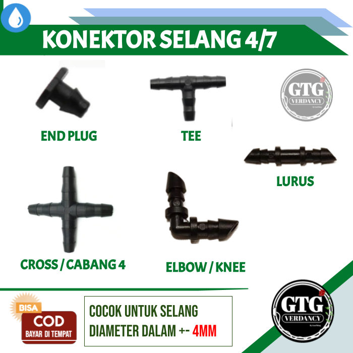 Jual Konektor Selang PE 4/7 Diameter Dalam 4 mm / Tee - Cabang 3 ...