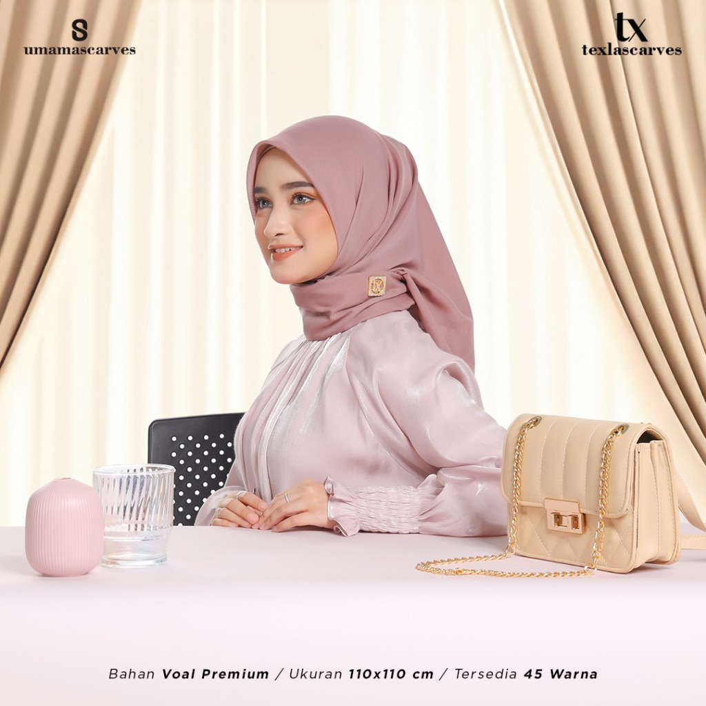 Jual BOX TEXLA SCARVES POLOS BY UMAMA SCARF FREE BROOCH Hijab Umama ...