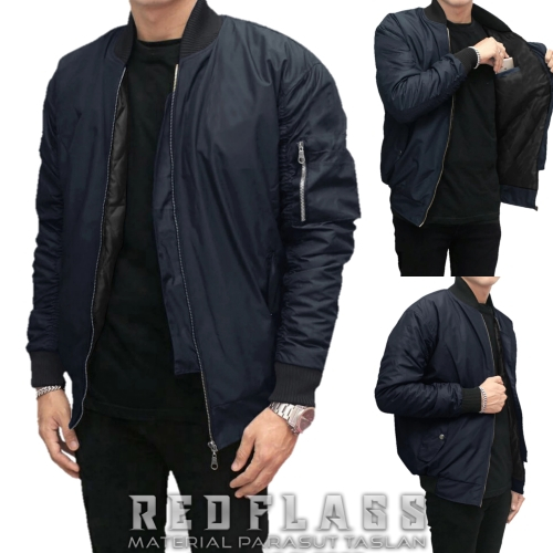 Jual REDFLAGS Jaket Bomber Pria Simple Polos / Jaket Motor Harian Size ...