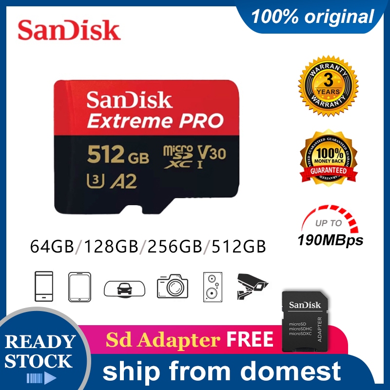 Jual Micro Card SanDisk Extreme PRO 128GB 256GB 512GB Memory Card Class 10 U3 170MB/s SD card ...