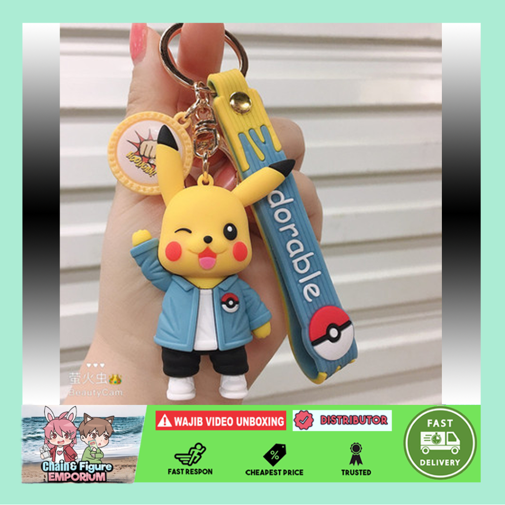 Jual Gantungan Kunci Karakter Pikachu Jaket Biru Pokemon Premium GP8 ...