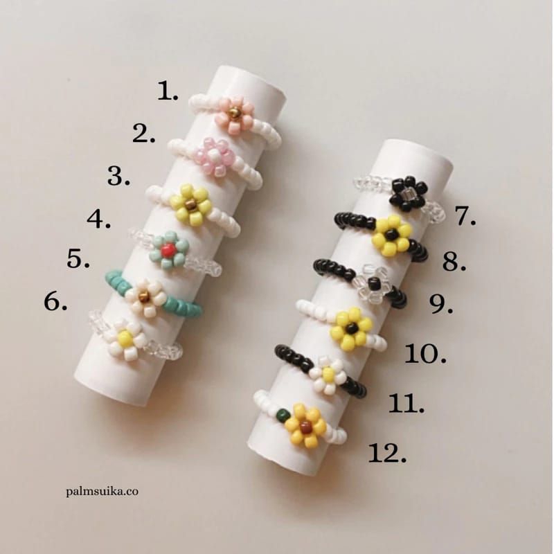 Jual Cincin mutiara bunga //cincin manik bunga Daisy //ring beads daisy ...