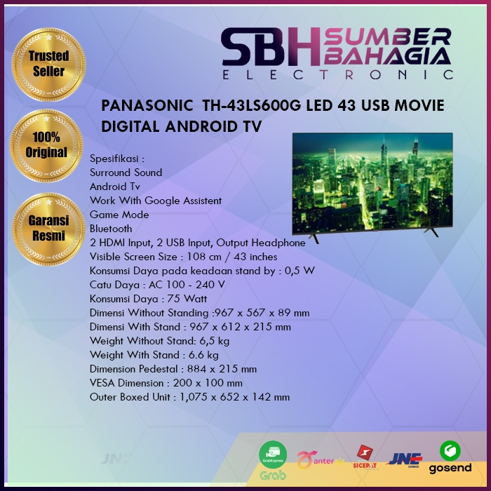 Jual PANASONIC TH-43LS600G LED 43 USB MOVIE DIGITAL ANDORID TV (NEW) (KHUSUS BANDUNG) | Shopee ...