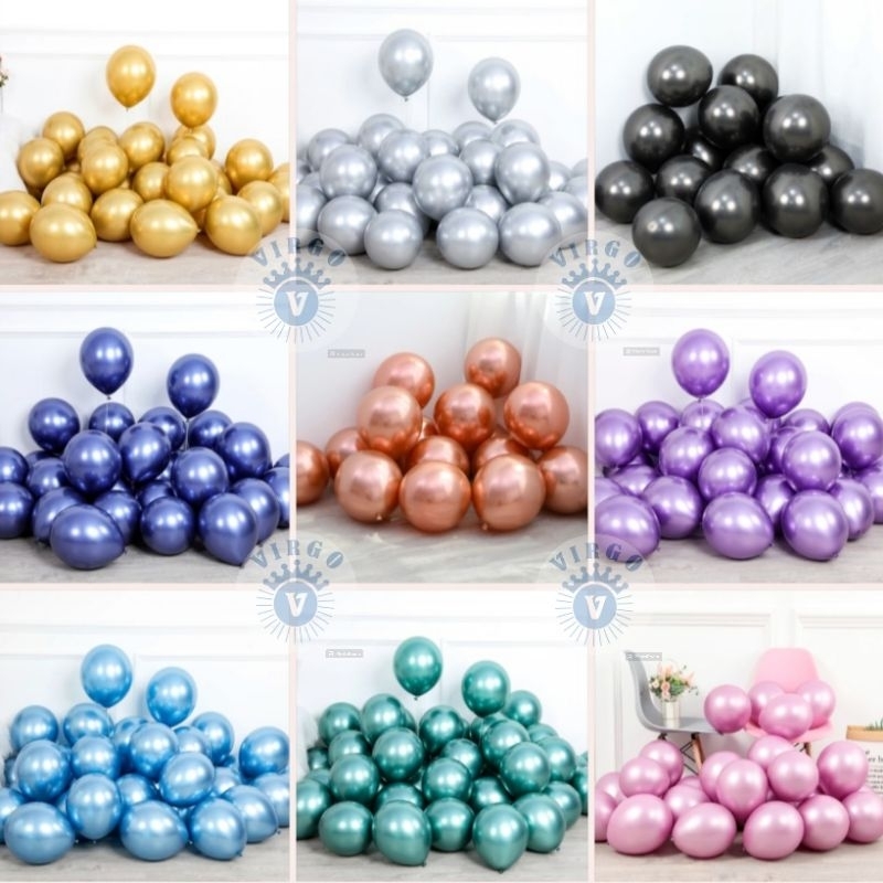 Jual {10 pcs} Balon Latex Chrome Metalik - 12 inch / 30 cm | 12 Pilihan ...
