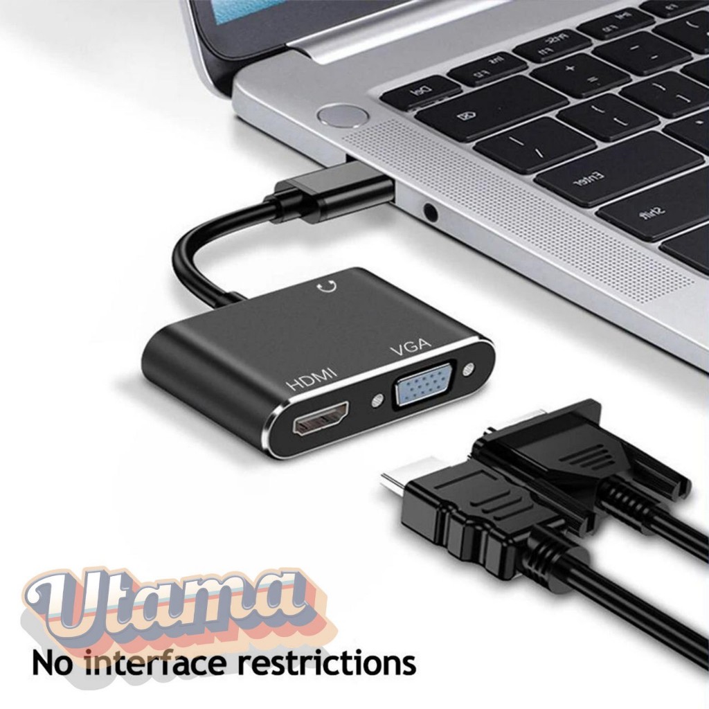 Jual USB 3.0 to HDMI + VGA Adapter + Jack Audio 3.5mm Cable 1080P Video ...