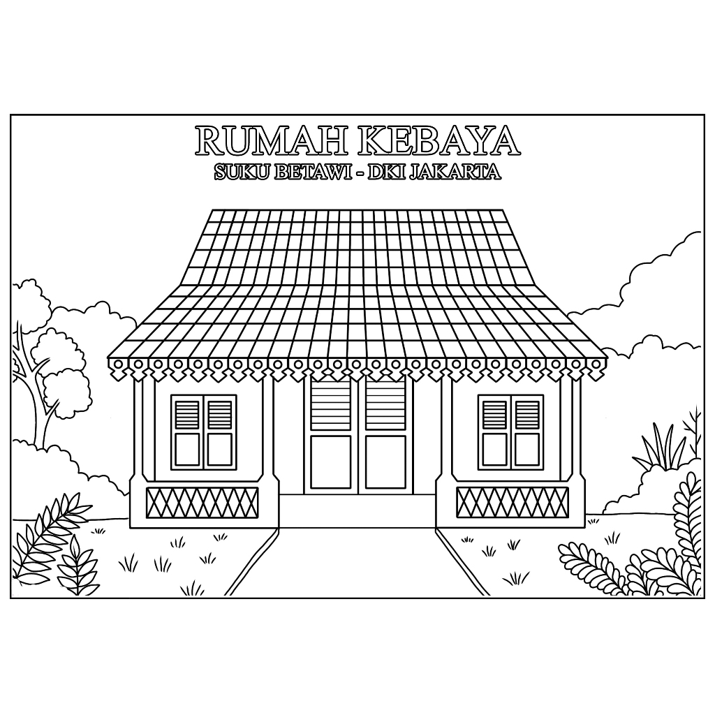Jual Kertas Gambar Mewarnai Tema Rumah Adat Kertas Mewarnai Murah