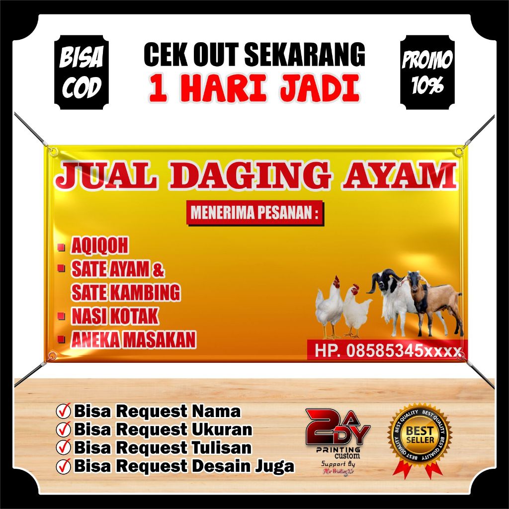 Jual Spanduk Banner Jual Daging Ayam Aneka Sayuran Daging / Banner ...