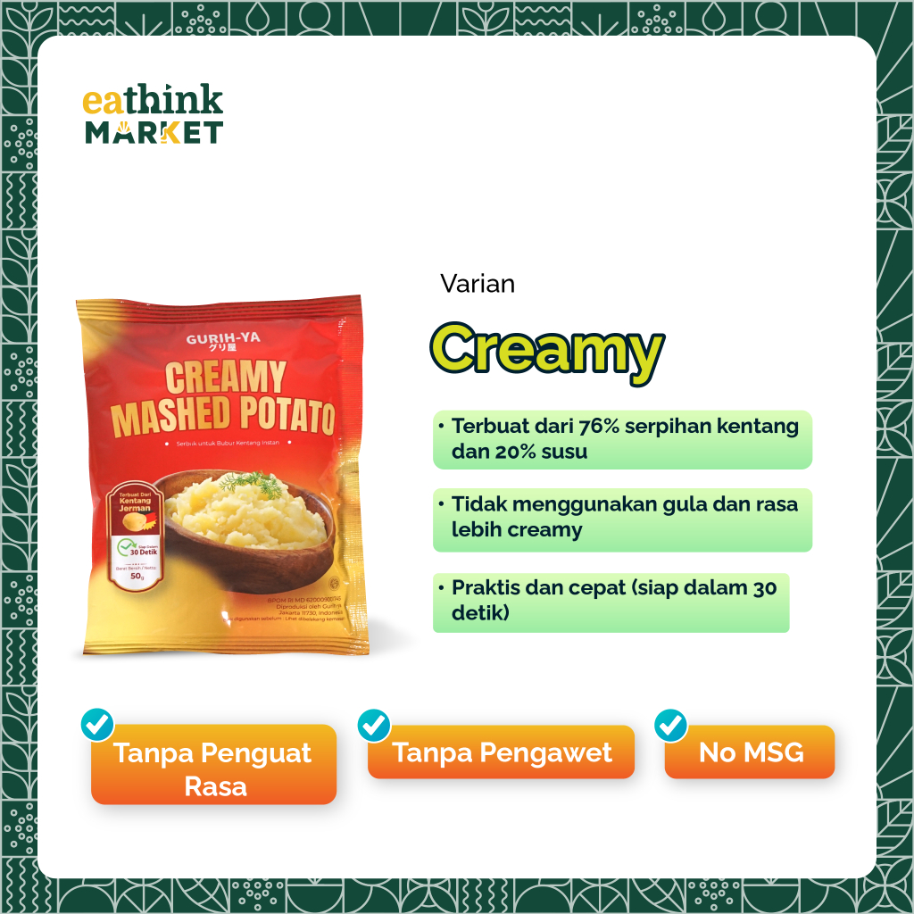 Jual Instant Mashed Potato Kentang Tumbuk Tanpa MSG - Gurih-Ya 50 g ...