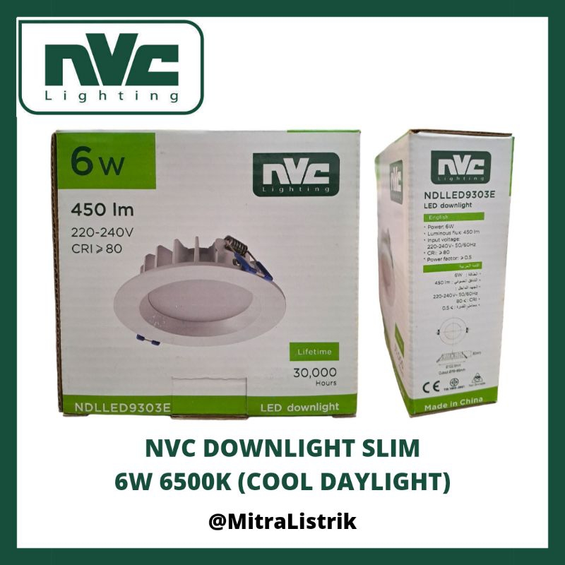 Jual LAMPU DOWNLIGHT LED 6W 6500K COOL DAYLIGHT(PUTIH) - NVC SLIM NDLLED9303E | Shopee Indonesia