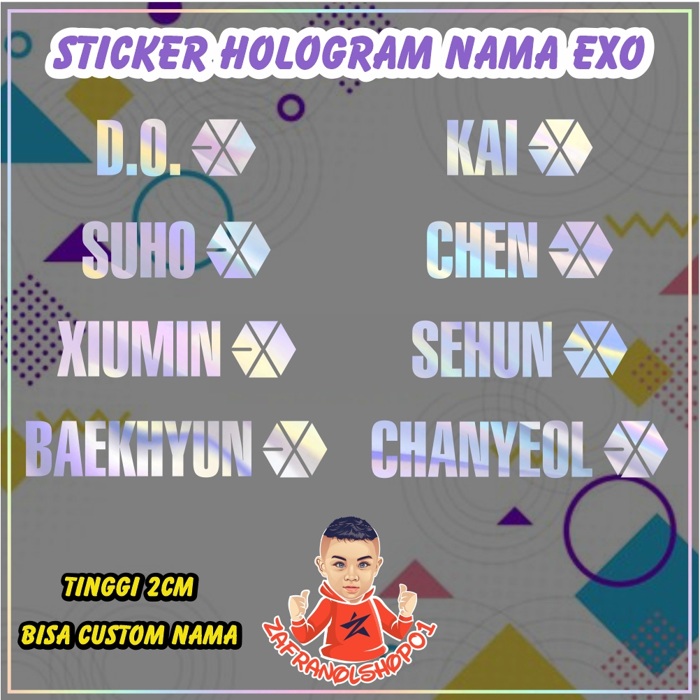 Jual Cutting Stiker Member EXO Hologram kpop korea / lighstick ...