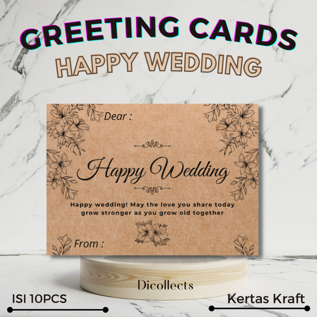 Jual (ISI 10) KARTU UCAPAN HAPPY WEDDING/SELAMAT ATAS PERNIKAHAN ...