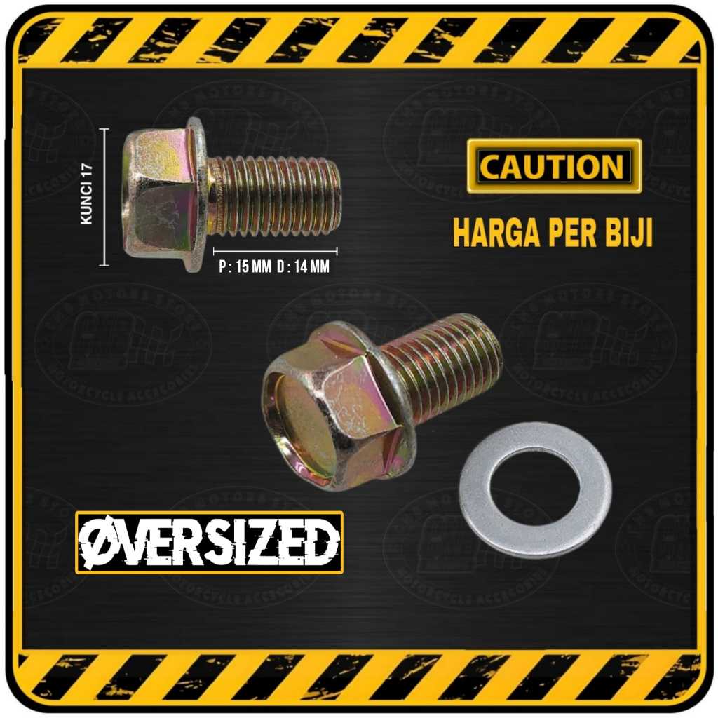 Jual Baut Tab Oli OVERSIZE M14 || Kunci 17 | Panjang 15 mm | Shopee ...