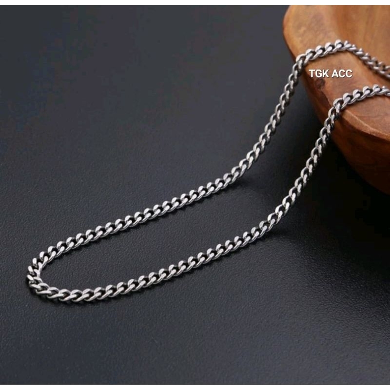 Jual KALUNG RANTAI TITANIUM SILVER ANTI KARAT PRIA DAN WANITA | Shopee ...