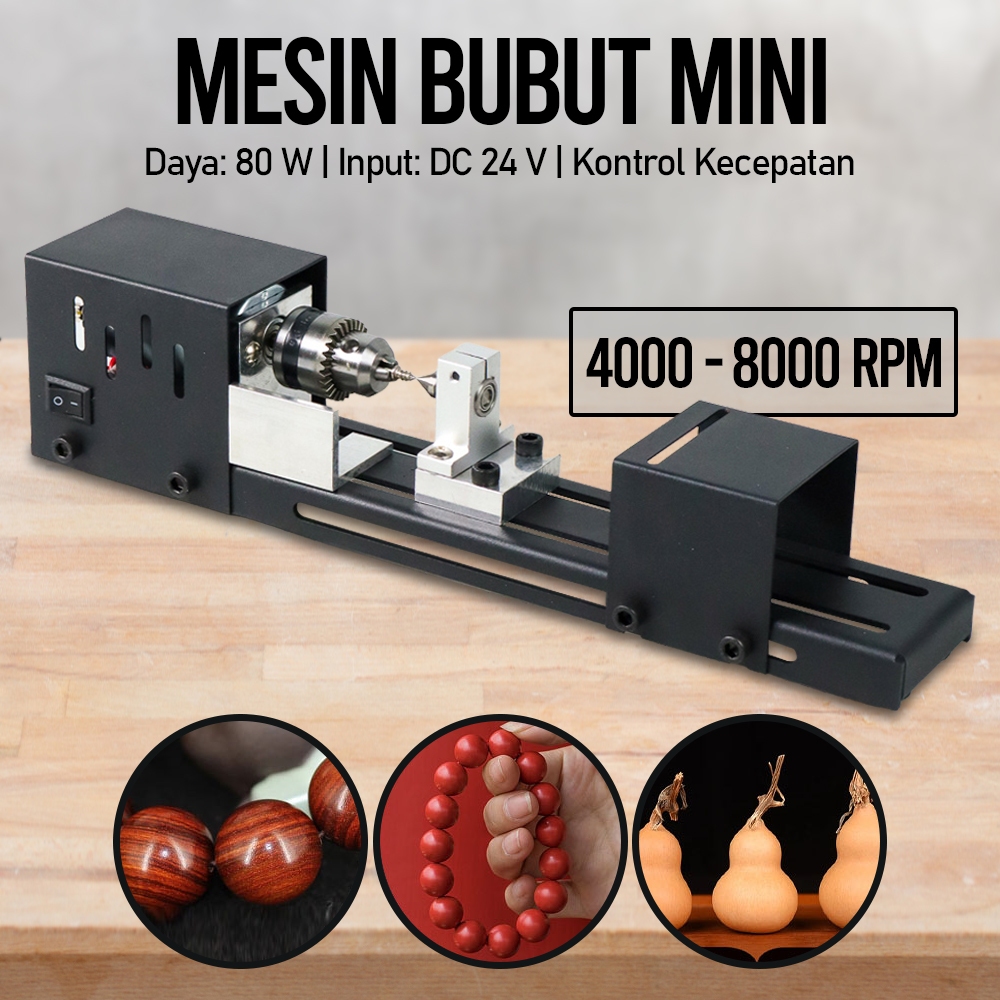 Jual Mesin Bubut Kayu 80w Mini Lathe Bench Wood Kerajinan Putar DIY ...