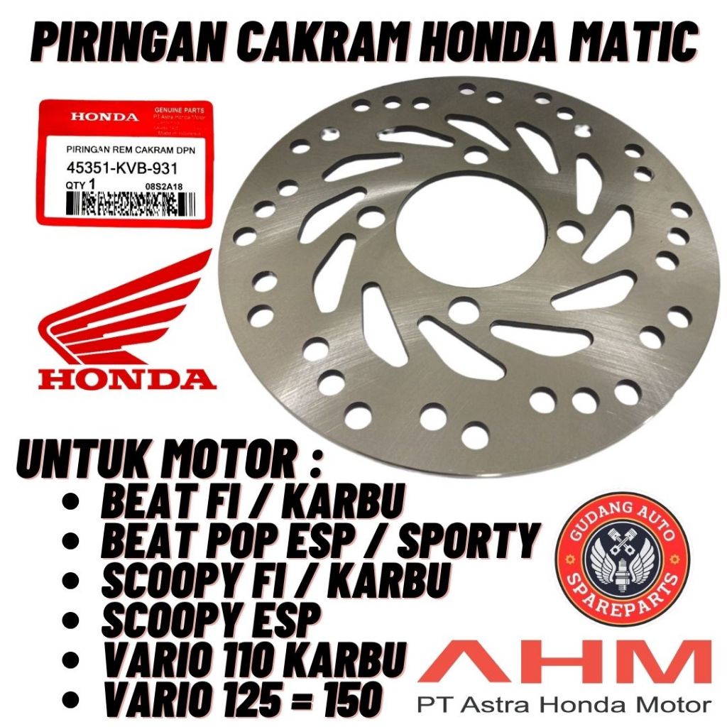 Jual Original AHM Piringan Cakram Disc Depan Honda Beat Karbu Pop ...