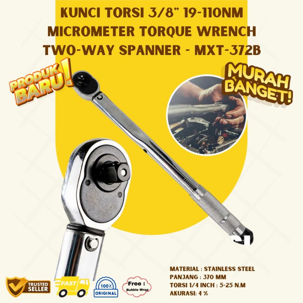 Jual Kunci Torsi 3/8in 19-110nm Micrometer Torque Wrench Two-Way ...