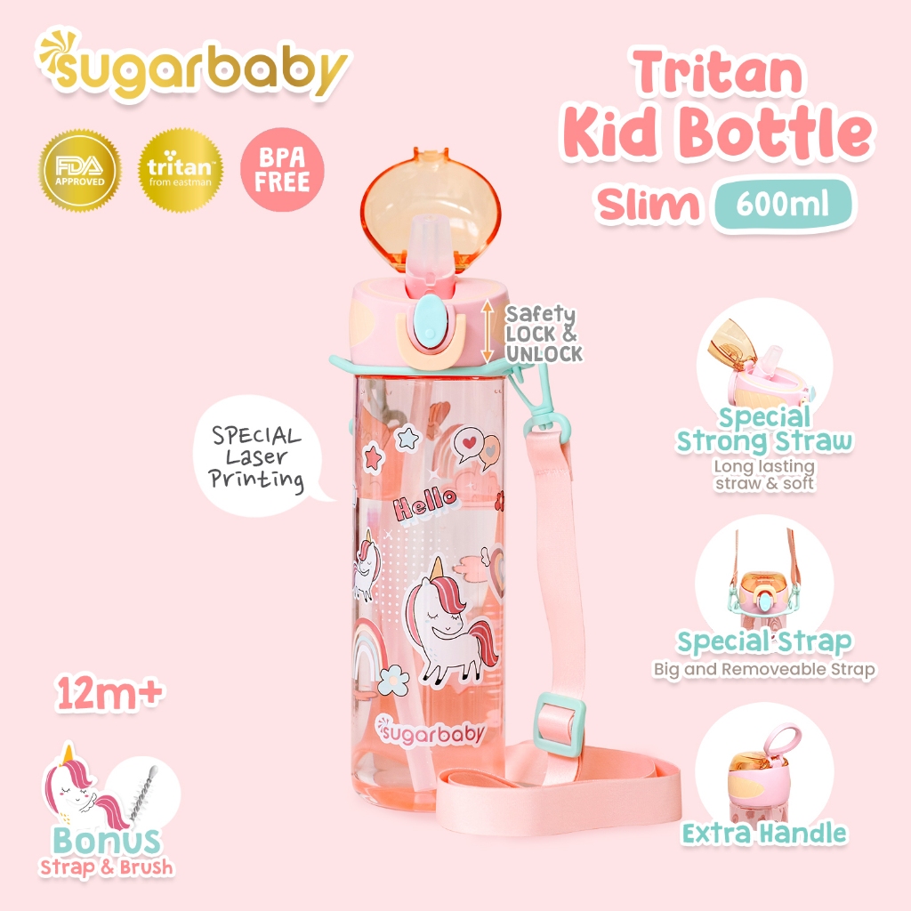 Jual Sugarbaby Tritan Kid Bottle Slim 600 ml botol minum anak BPA free Aman/Sedotan awet/Premium ...