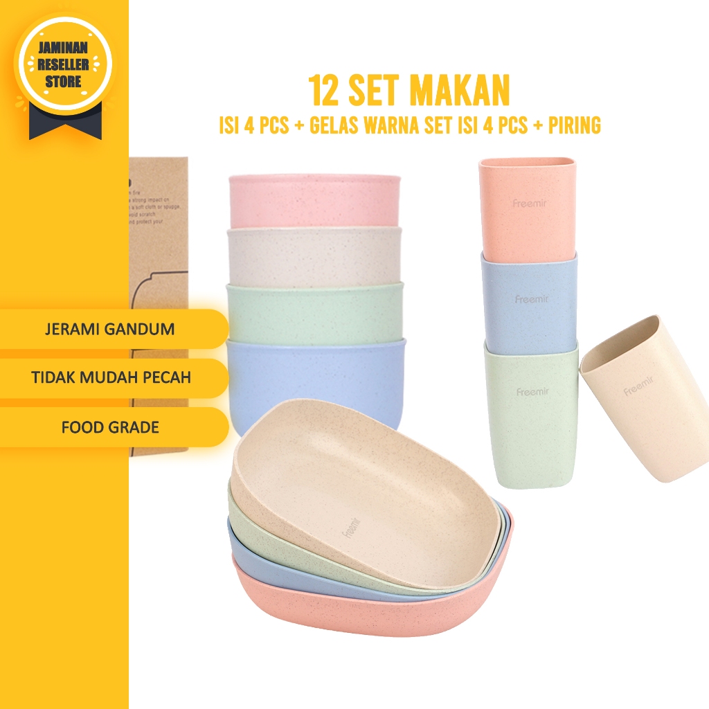 Jual PAKET LUSINAN freemir - Beli 1 Dapat 12, Set Mangkuk, Gelas, dan ...