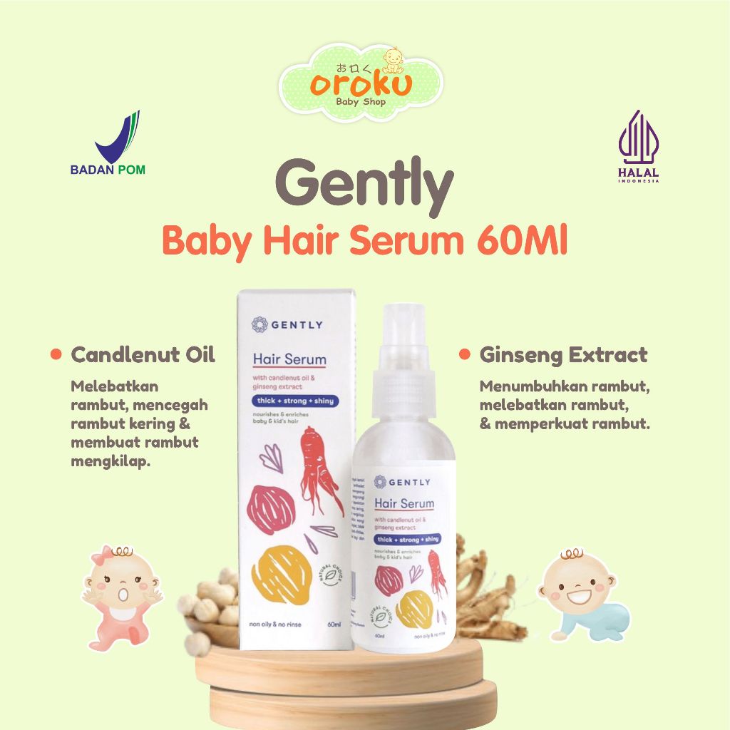 Jual GENTLY BABY HAIR SERUM 60ML / SERUM PENUMBUH & PENYUBUR RAMBUT ...