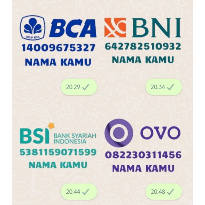 Jual STICKER WHATSAPP CUSTOM / CUSTOM STICKER REKENING BANK | Shopee ...