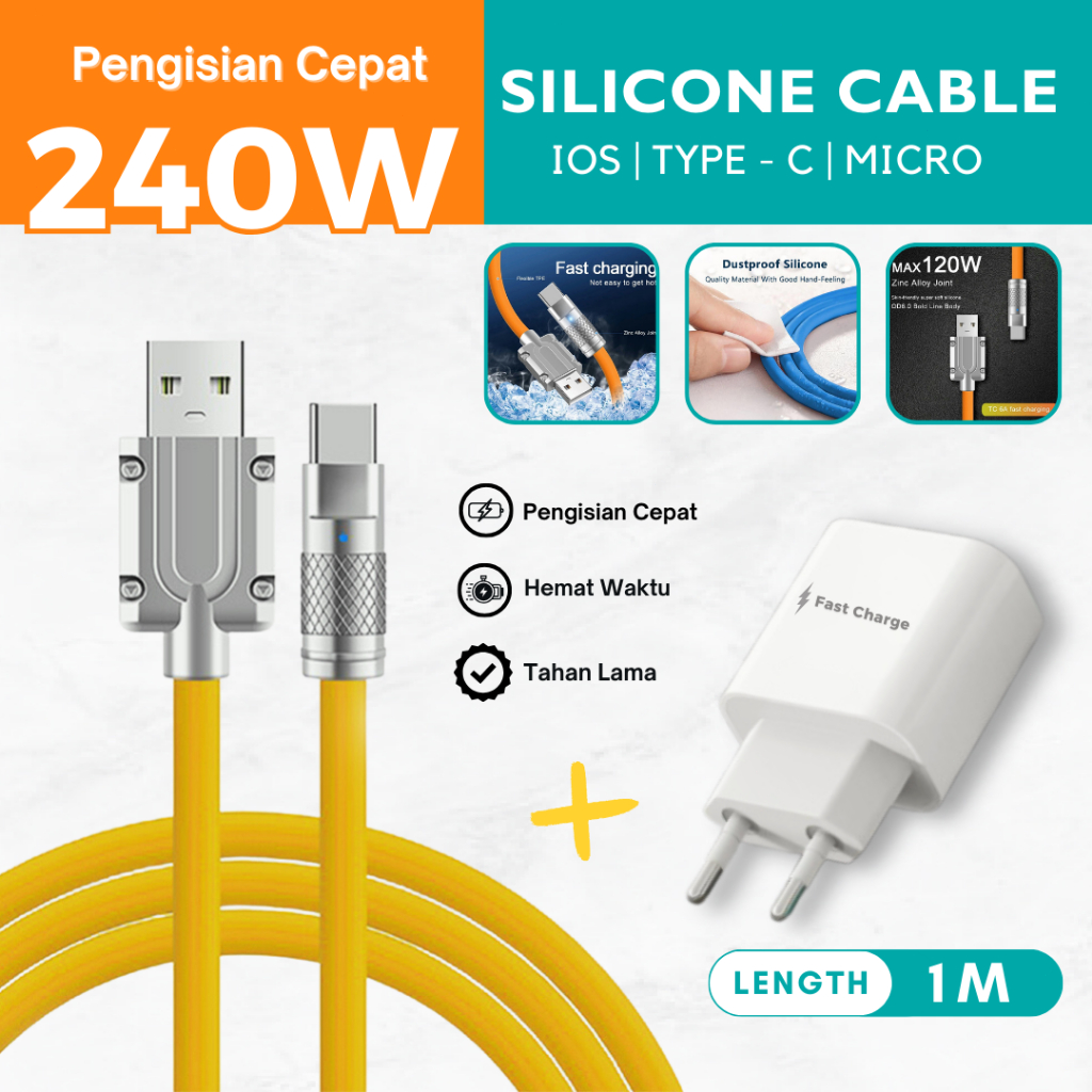 Jual GLORY Kabel Data 240W Kabel Data Fast Charging 1 Meter Silikon ...