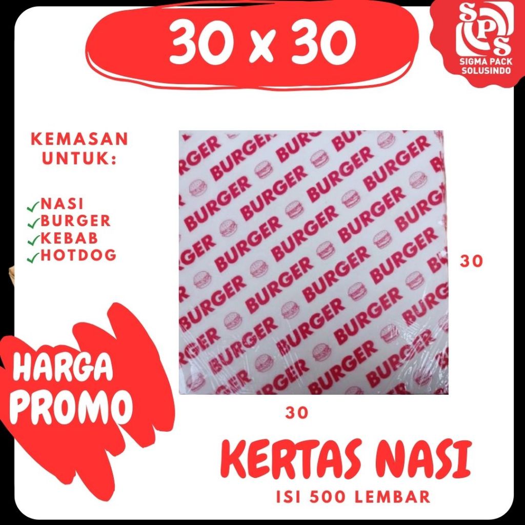 Jual KERTAS NASI KFC MOTIF 30x30 ISI 500 LEMBAR KEBAB NASI BURGER ...