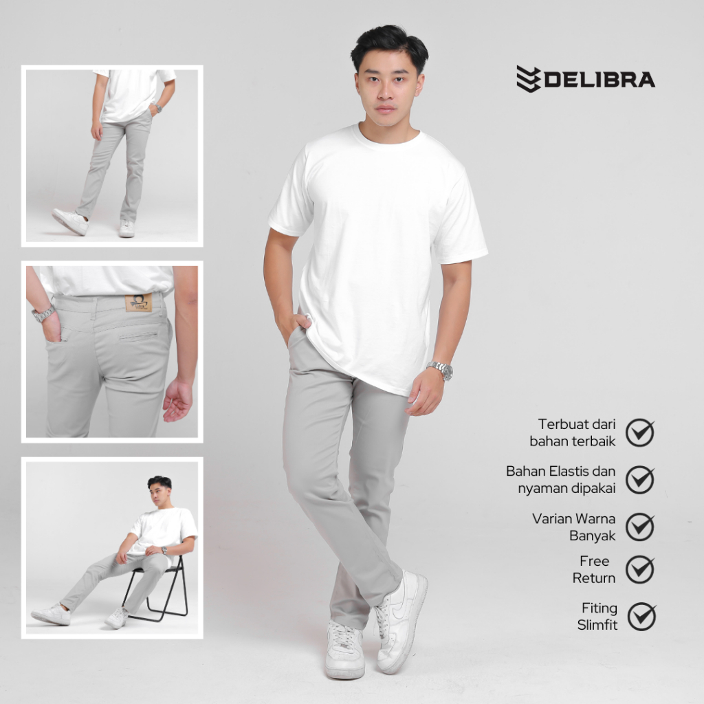 Jual Delibra Celena Chino Panjang Original Light Grey | Shopee Indonesia