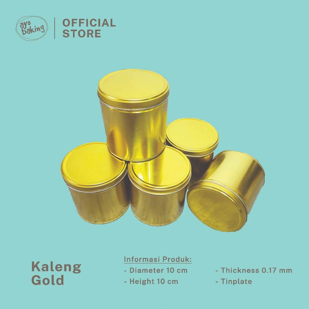 Jual Kaleng Bulat Gold Tinplate Min 6 pcs | Kaleng Cookies Bulat ...