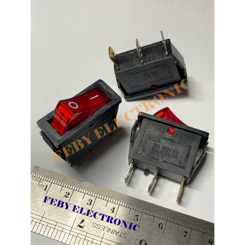 Jual Saklar 3 pin on off lampu tanggung power switch roker switch biasa ...