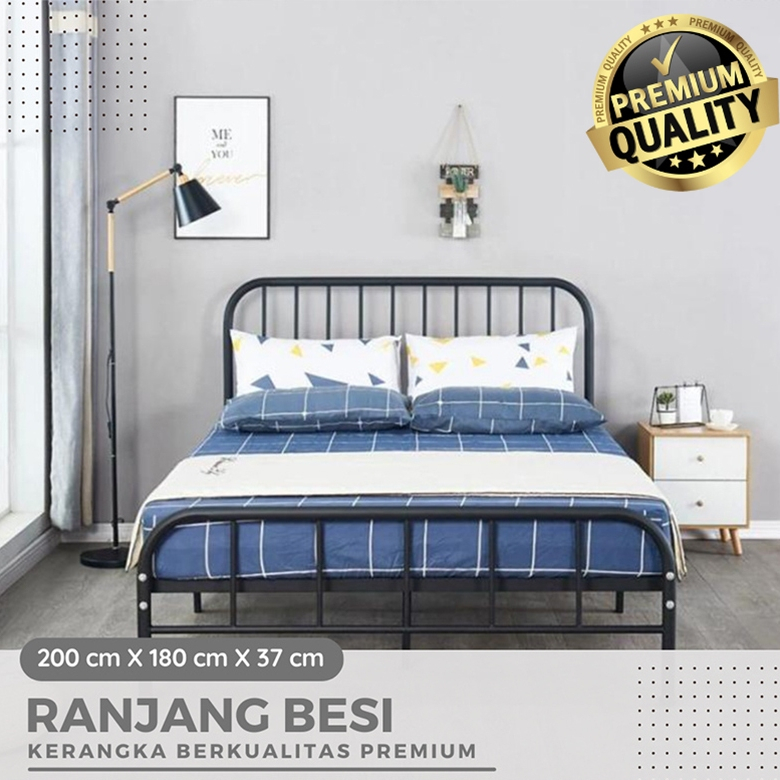 Jual Tempat Tidur Dipan Sandaran Ukuran 200cm x 180cm x 37cm - Ranjang Besi Kerangka Tebal ...